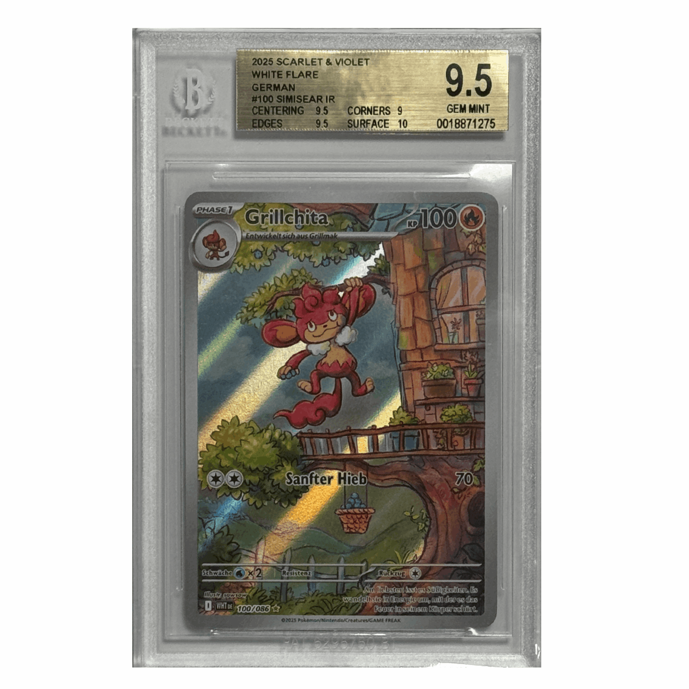Pokémon – Grillchita IR #100 (White Flare) – BGS 9.5 Gem Mint
